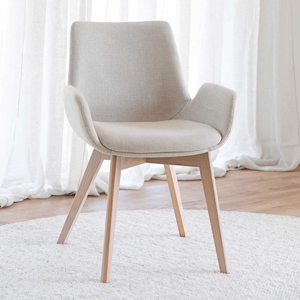 2 Stühle in Beige Stoff Eiche White Wash (2er Set) von TopDesign JETZT ...